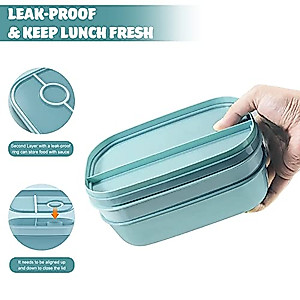 Landmore 4 Pack Bento Lunch Box, 3 Compartment Meal Prep Containers Lunch Box for Adult, Wheat Straw - Durable BPA Free Eco-Friendly Reusable Food Storage Containers, Suitable for Work, Travel