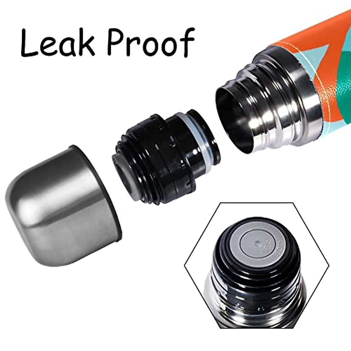 Heart Shaped Balloons Stainless Steel Coffee Thermos, Double Walled Insulated Water Bottle for Outdoor Sports, Office, Car (17 OZ/500ML)