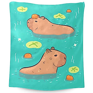 Capybara Blanket Ultra-Soft Throw Blanket Anti-Pilling Warm Cozy Flannel Throws for Couch Sofa Bed Living Room Family Friend Halloween Christmas Birthday Gifts 50"x60"