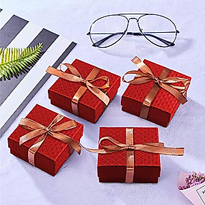 Necklace Earring Ring Box Gift Box,15 Pieces Square Cardboard Jewelry Gift Boxes,Cotton Filled Cardboard Paper Jewelry Box Gift Case (2.95 x 2.95 x 1.38 Inches) (Red)