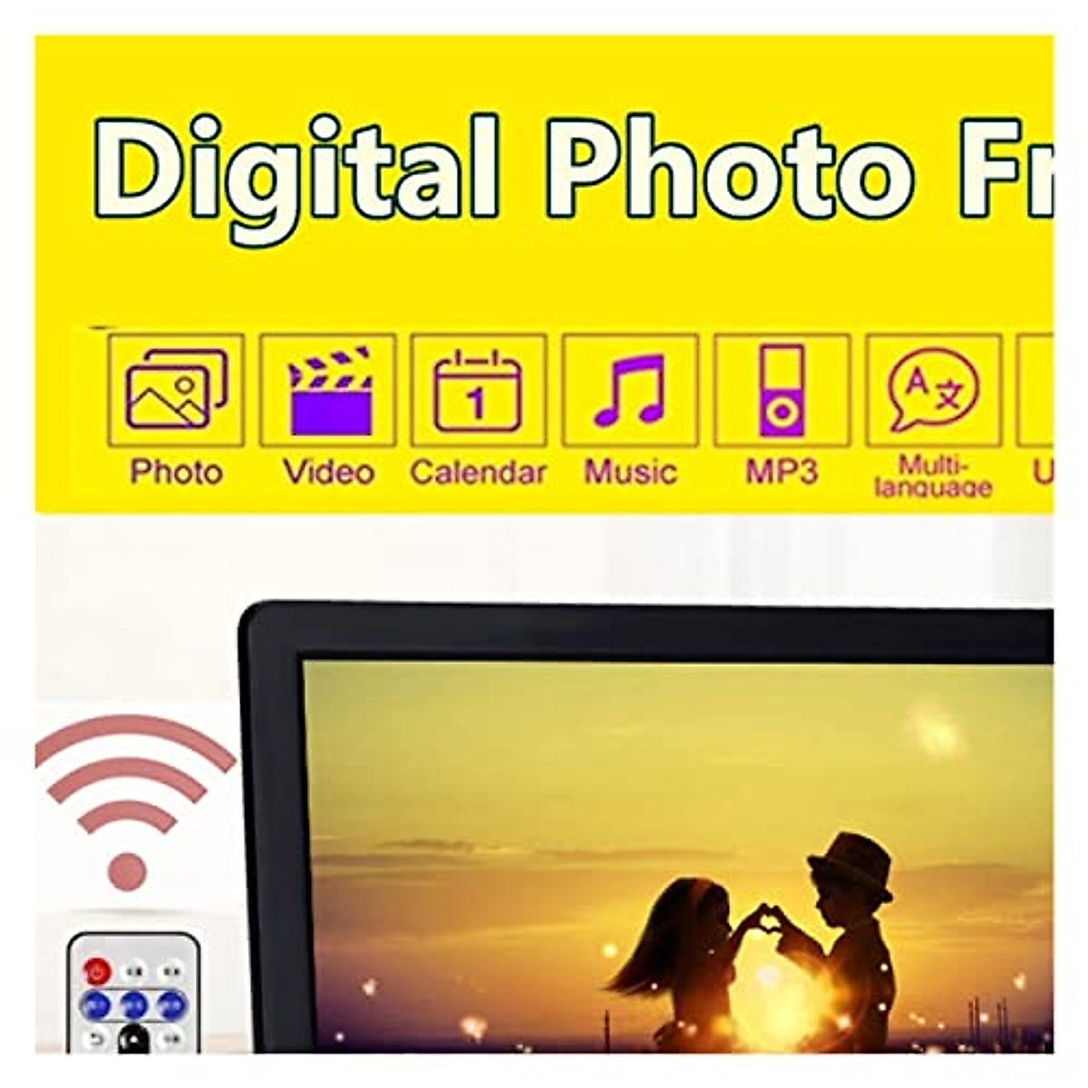 10.1/10 Inch Screen Digital Photo Frame HD 1024x600 LED Backlight Full Function Picture Video Electronic Album Baby (Color : White, Size : UK)