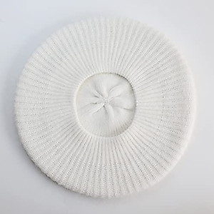 AICHUAN Womens Winter Beret Hat, Angora Wool Knit French Hat Warm Casual Slouchy Beanie Cap (White)