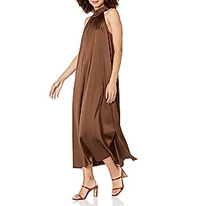The Drop Women's Arlette Silky Stretch Halter Maxi Dress, Coffee Bean, M