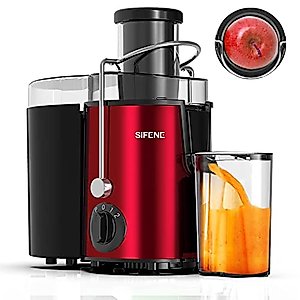 Juicer Machines, SIFENE 500W Big Mouth Centrifugal Juicer, Juice Maker Extractor for Vegetable and Fruit with 3-Speed Setting, Easy to Clean (Red)