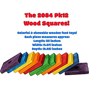 Bonka Bird Toys 2084 Pk12 Wood Squares Bird Toys
