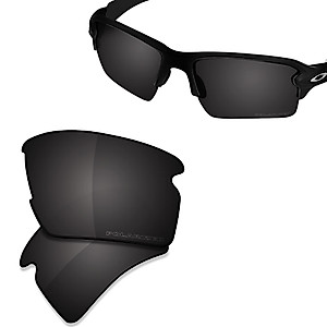 SAUCER Premium Replacement Lenses & Rubber Kits for Oakley Flak 2.0 XL OO9188 Sunglasses High Defense - Carbon Black Polarized