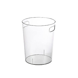 Agatige Small Trash Can, Plastic Wastebasket with Handles, Desktop Clear Small Trash Can Round Garbage Container Bin Desktop Stationery Organizer for Bedroom, Kitchen, Home, Office,16.5x17.5cm