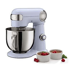 Cuisinart Stand Mixer, 12 Speed, 5.5 Quart Stainless Steel Bowl, Chef’s Whisk, Mixing Paddle, Dough Hook, Splash Guard w/ Pour Spout, Frosted Blue, SM-50BLU,Arctic Blue