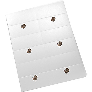 Thanksgiving Turkey Printable Place Cards, Set of 60 (10 Sheets), Laser & Inkjet Printers - Wedding, Party, Dinner, and Special Events - Made in the USA
