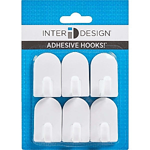 InterDesign Self-Adhesive Mini Hook, White, Set of 6