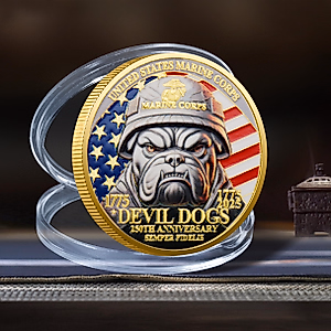 250th Anniversary US Marine Corps Commemorative Coin, Double-Sided USMC Challenge Coin, Military Commemorative Coins, Military Collectible & Veteran Gift (6PCS)
