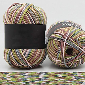 Healifty Multicolor Gradient Cotton Yarn Soft Knitting Wool 5 Rolls for Crochet Knitting