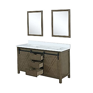 Bell+Modern Ketchum 60 in W x 22 in D Rustic Brown Double Bath Vanity, Cultured Marble Countertop and 24 in Mirrors