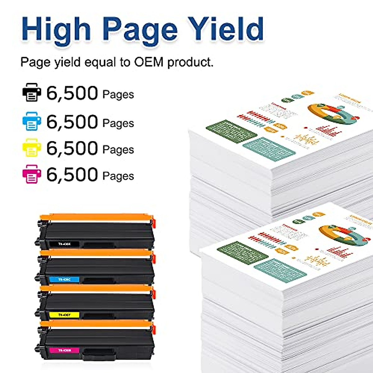 Compatible Toner Cartridge Replacement for Brother TN436 TN-436 TN436BK TN436C TN436M TN436Y Brother MFC-L8900CDW HL-L8360CDW HL-L8360CDWT HL-L9310CDW MFC-L9570CDW L8900CDW L8360CDW Printer Ink