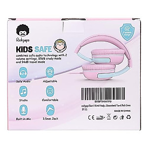 rockpapa Share 1 Kids Headphones Wired with Microphone & Share Port, 85dB/94dB Volume Limited, Cute Foldable Student Child Boys Girls Headphones for School/Classroom/Travel Pink/Green