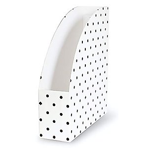 Kate Spade New York Letter Size File Folder and Magazine Holder, Black and White Desk Organizer for School/Office, Black Spade Dot