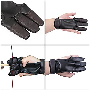BESPORTBLE Finger Protector Archery Accessory Archery Finger Glove Shooting Supply Portable Archery Finger Protection Cowhide Protectors Adjustable Label Pu Fleece