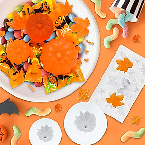 7 Pcs Pumpkin Candle Molds, Halloween Silicone Mold for DIY Craft Making Decoration Supplies, Thanksgiving Maple Mold and Ghost Mold for Candle, Chocolate, Candy, Clay, Soap, Butter Crafting Projects