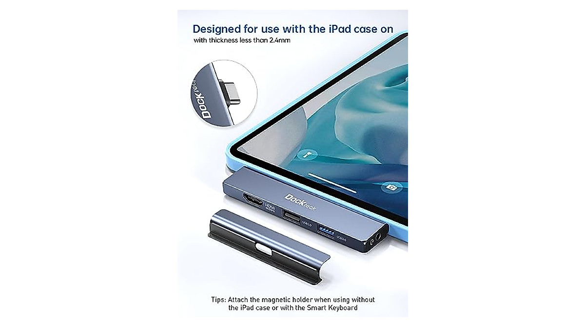 iPad Pro USB C Hub 5-in-1 Multiport Adapter with 4K HDMI & 100W PD