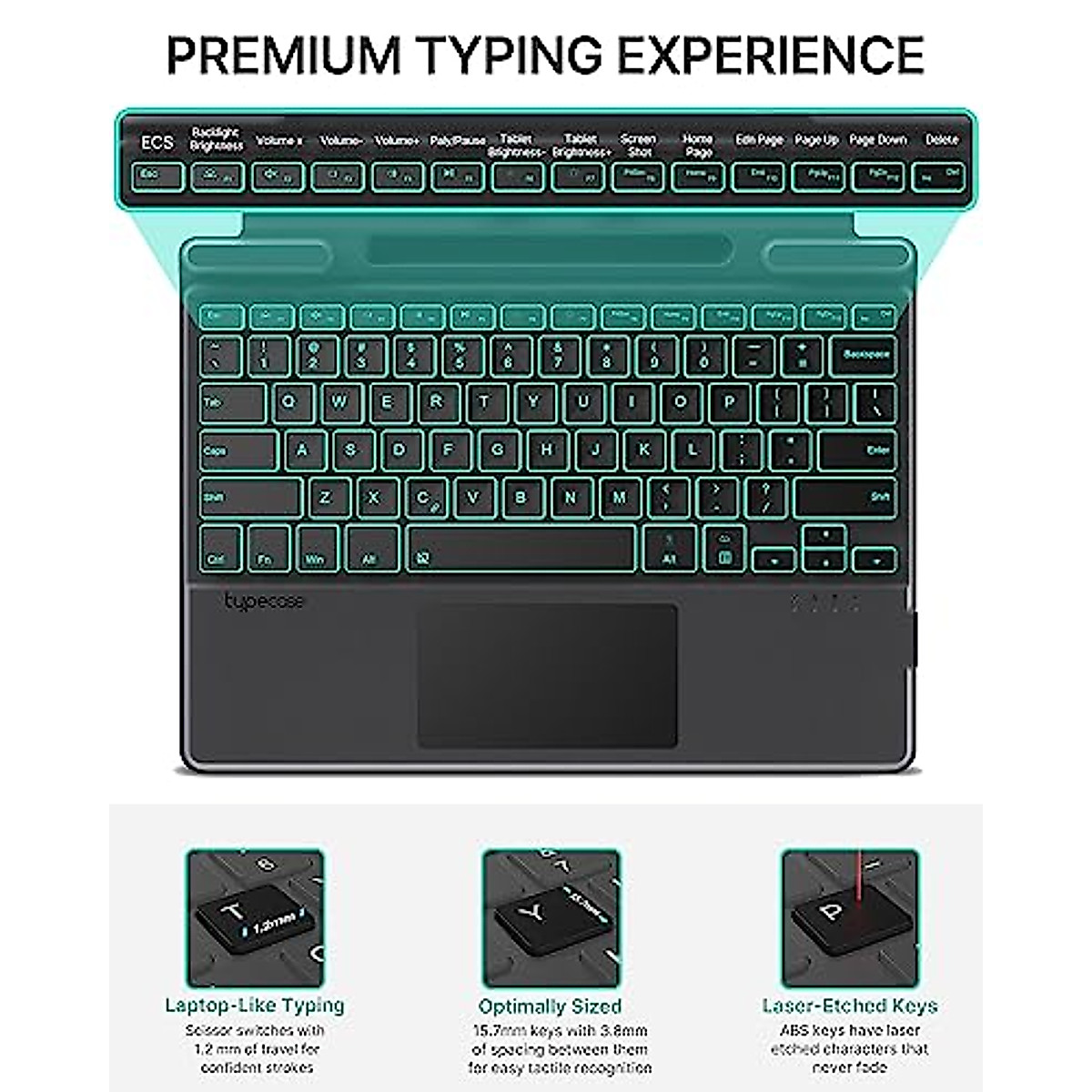 Typecase Wireless Keyboard for Surface Pro 9 & 8 | Backlit & Detachable