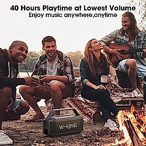 W-KING Portable Loud Bluetooth Speakers with Subwoofer, 60W (80W Peak) Outdoor Speakers Bluetooth Wireless Waterproof Speaker, Heavy Bass/V5.0/40H Play/Power Bank/TF Card/AUX/NFC/EQ, Large for Party