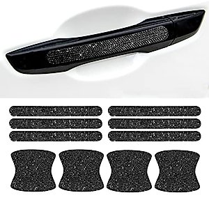 BetterJonny 10PCS Crystal Car Door Handle Scratches Protector, Rhinestone Car Door Handle Stickers Bling Car Door Handle Scratch Protector Stickers for Women and Girls Car Stickers (Black)
