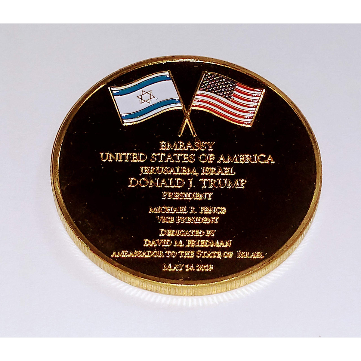 US Embassy Jerusalem Israel Military Colorized Challenge Art Coin
