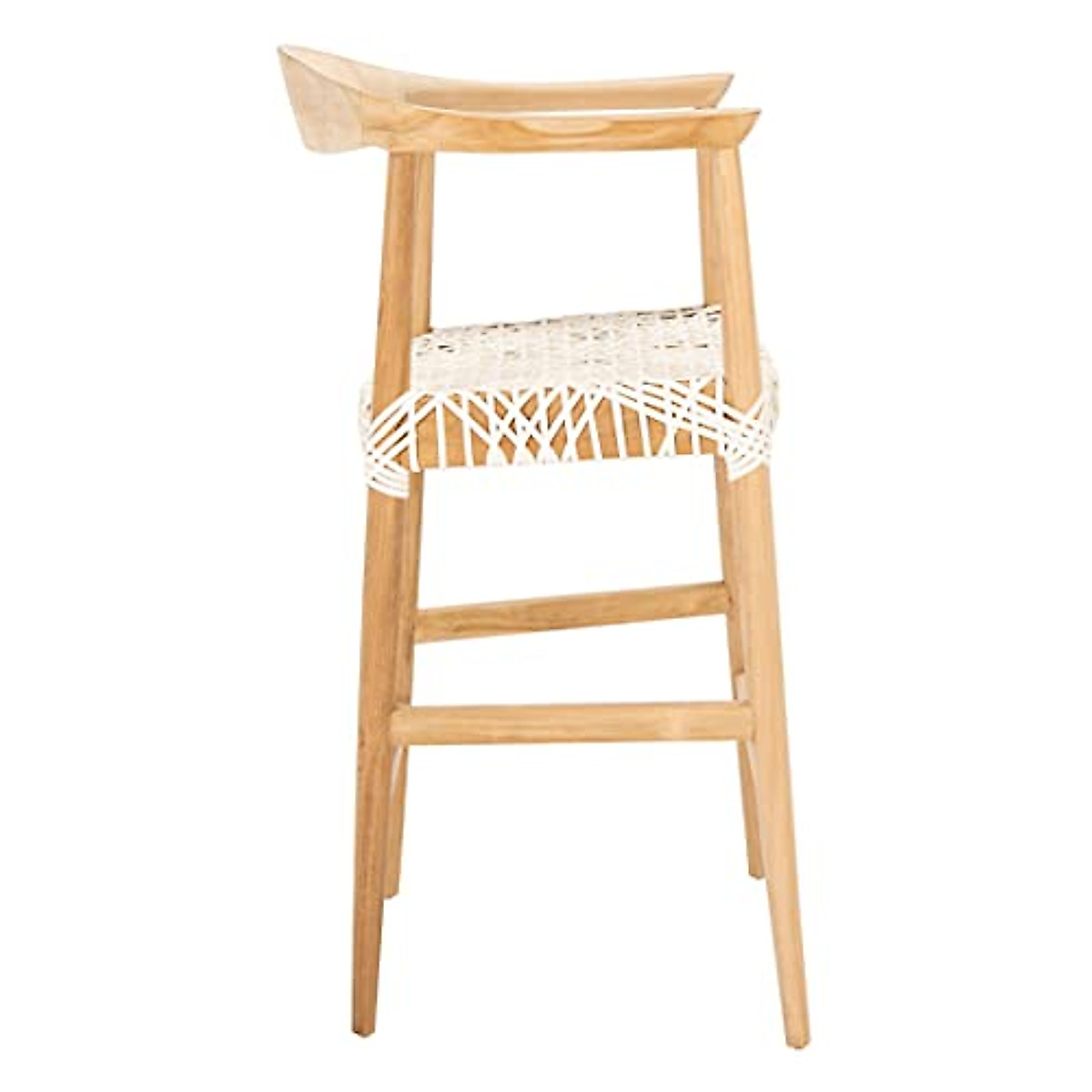 Safavieh Home Collection Bandelier Natural Teak and White Leather Counter Stool