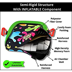 BubbleBum Travel Car Seat - Inflatable Booster Seat for Car - Narrow Slim Fit - Travel Booster Seat for 4-11 Year Olds - Slime
