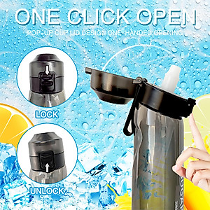 ECENUR Air Water Bottle With 5 Flavor Pods, Sports Air Water Bottle BPA Free,750ML Straw Drinking Bottles,Scent Water Cup For Gym Outdoor Gift (Black+5 pod)