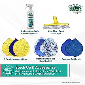 CHOMP Long Handle Wall Cleaner, 5 Minute CleanWalls Extendable Wall Washer, Ceiling Cleaner, Baseboard Duster, Telescoping Dry Dust and Wet Wash Cleaning Mop with Washable Microfiber Pad