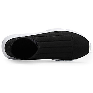 Santiro Men's Running Shoes Breathable Knit Slip On Sneakers Lightweight Athletic Shoes Casual Sports Shoes Black 8 US