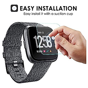 KIMILAR [3-Pack Screen Protector Compatible with Fitbit Versa/Versa Lite Smart watch (Not For Versa 2 / Versa 3 / Versa 4), Waterproof Tempered Glass Screen Protector [9H Hardness] [Crystal Clear]