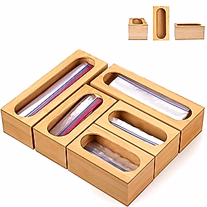 Ziplock Bag Organizer for Kitchen Drawer, Food Storage Bag Organizer, Sandwich Bag Organizer for Drawer, Plastic Bag Container Compatible with Gallon, Quart, Sandwich and Snack Variety Size Bag