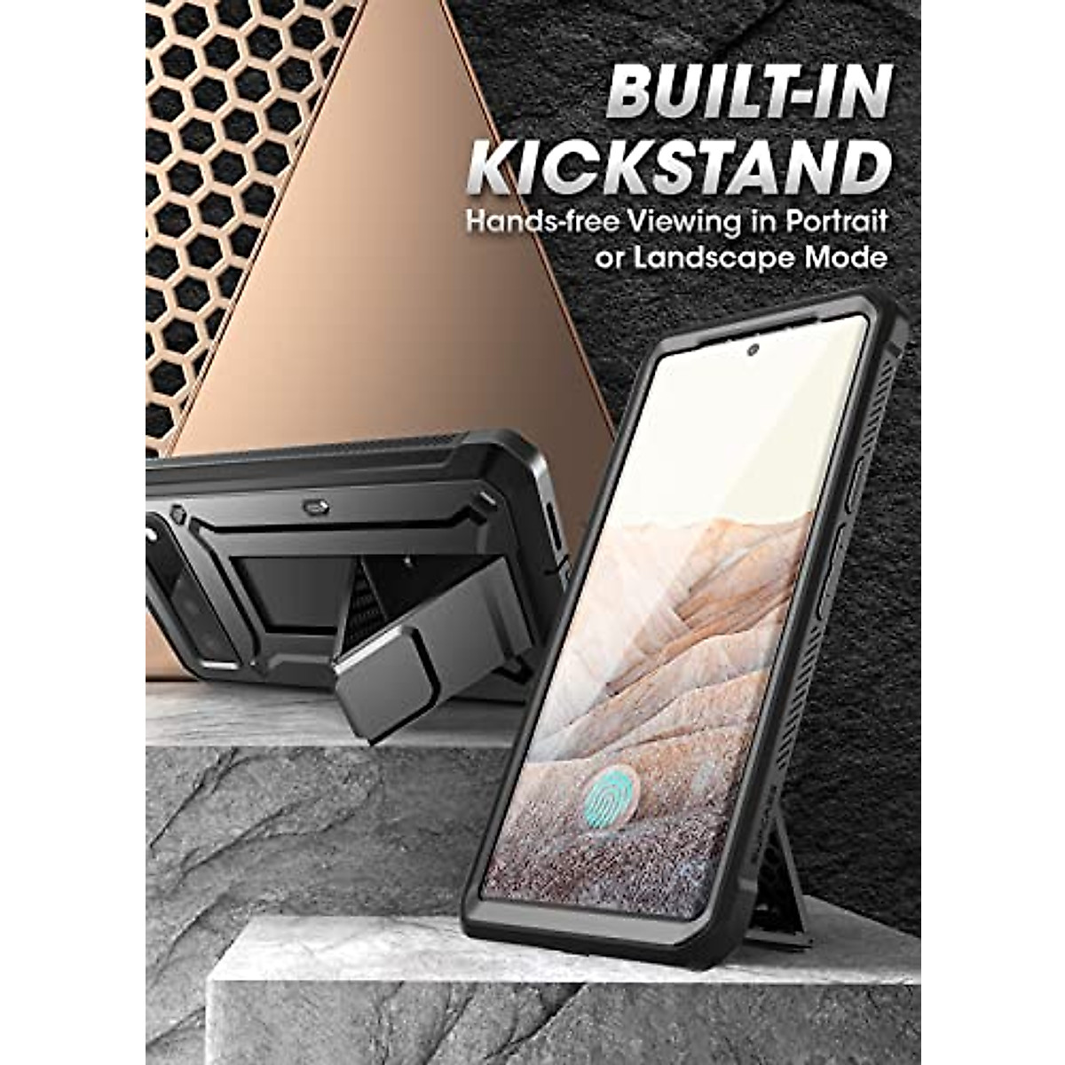 SUPCASE Unicorn Beetle Pro Full-Body Rugged Holster Case with Built-in Screen Protector for Google Pixel 6 Pro (2021), Black