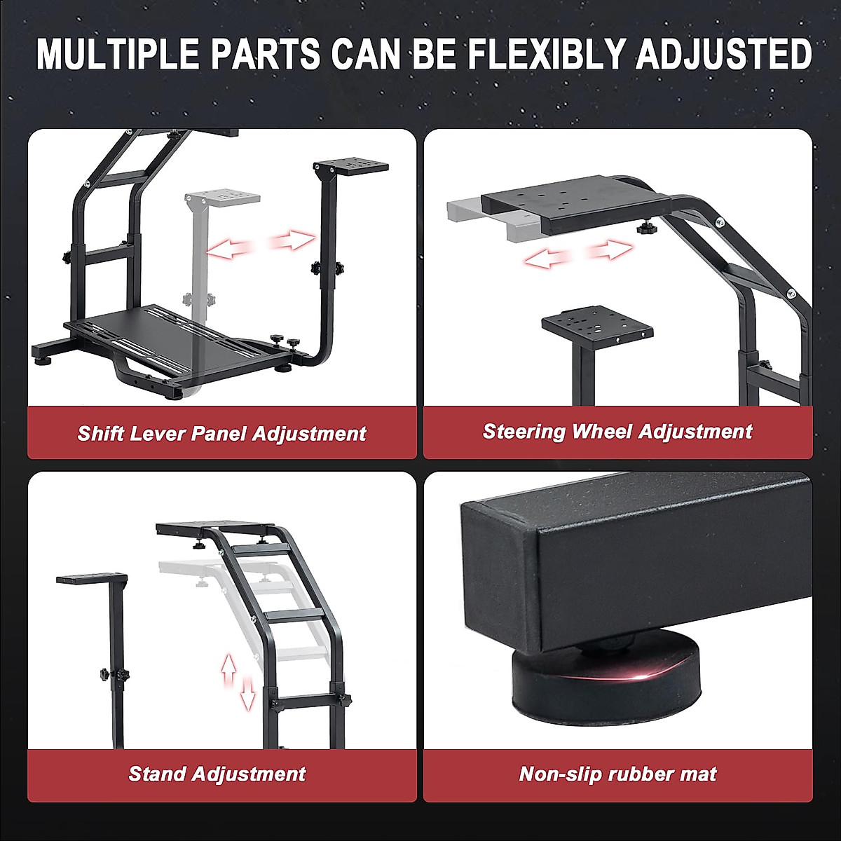 Marada Steering Wheel Stand Standing Fit for Logitech Thrustmaster G25 G27 G29 G920 G923 T300RS TX F458 T128 T248 Adjustable Sim Racing Stand Racing Simulator, Wheel Pedal Shifter Not Included