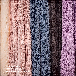 The Connecticut Home Co Bedding Blanket, Queen 90x90, Soft Plush Shag and Sherpa, Warm Throws for Bed, Gift for Women, Bedroom Luxury Home Decor Accent Blankets for Couch Sofa Chair, Dusty Rose