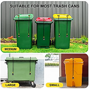 EDICHI Trash Can Lid Lock, Metal Outdoor Bear Proof Trash Can Lock – Universal Fit, Durable Nylon Coated Wire Rope, Trash Can Locks for Animals, Raccoons, Squirrels, Dogs – 2 Pack