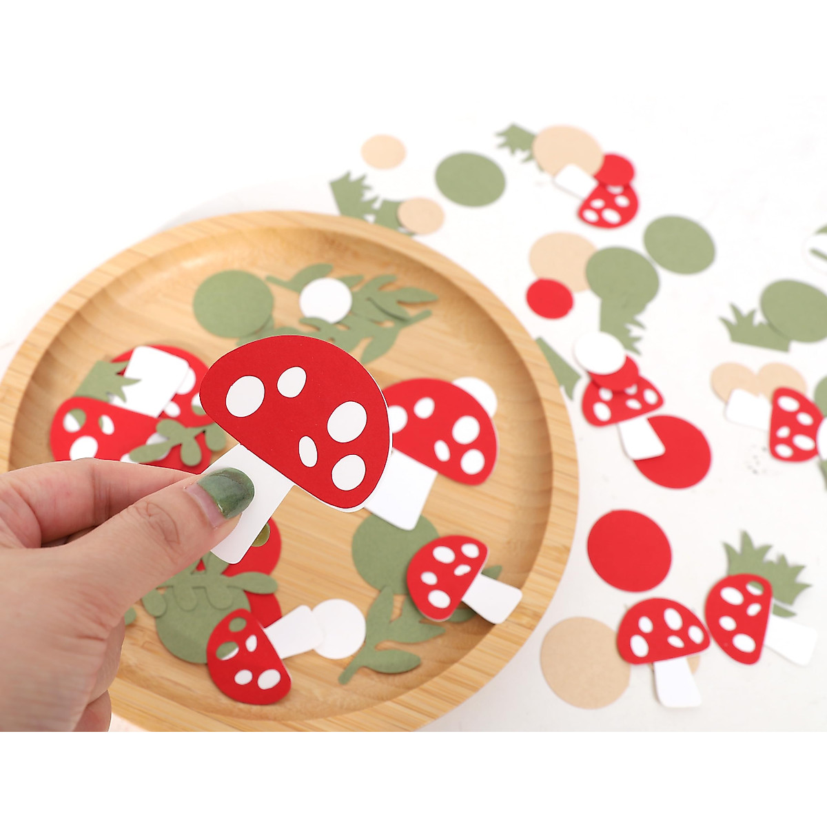 200PCS Mushroom Confetti - Woodland Party Table Decor, Woodland Confetti, Mushroom Theme Birthday Decorations, Fairy Party Confetti, Wild One Birthday Decor