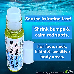 Urban ReLeaf Razor Rash & Bump Soothing Roll-On. Shrink Ingrown Hair Irritation, Help Itchy Red Skin. For Face, Neck, Bikini, Body. 100% Natural, Vegan. Essential Blend! Smells Amazing, Works Great!