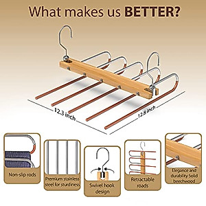 Pants Hangers Space Saving - Closet Hangers Space Saver - Scarf Organizer - Multi Functional Pants Rack - Jeans Hanger - Pant Hangers - Multifunctional Hanger Clothes - 5-in-1 Folding Trouser Hanger