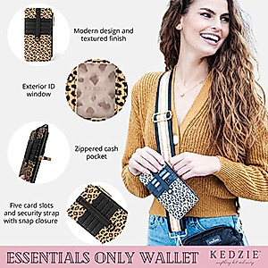 KEDZIE Essentials Only Women's Zippered Wallet in Vegan Leather Small Card Holder Wallet Exterior ID Window - Teal