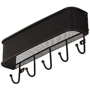 iDesign Twillo Steel Wall Mount Mail and Key Rack - 10.5" x 2.5" x 4.5", Matte Black