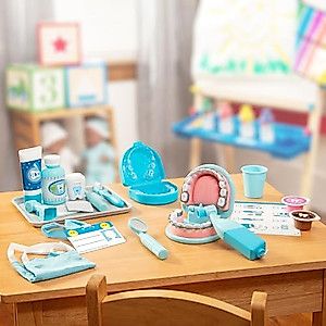 Melissa & Doug Super Smile Dentist Kit With Pretend Play Set of Teeth And Dental Accessories (25 Toy Pieces) - Pretend Dentist Play Set, Dentist Toy, Dentist Kit For Kids Ages 3+