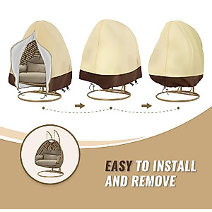 HEPOVER Egg Chair Cover Double - 91x87 Inch Patio Hanging Egg Chair Cover 420D Oxford Durable Waterproof Outdoor Chair Cover for Porch Wicker Egg Swing with Zipper
