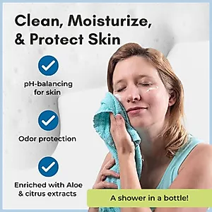 Nurture Rinse Free Waterless Foaming Cleanser | Women, Camping, Elderly & Hospital Care | Waterless Shower & Bath Wash w/Aloe for Sensitive Dry Skin