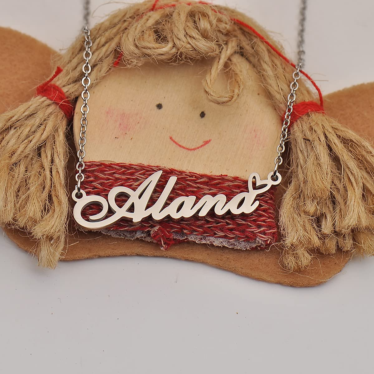 RONKAH Logan Custom Personalized Name Necklace with Heart Plated Customized Pendant Necklace Jewelry for Women Christmas Valentine's Day Birthday New year Mother's Day Silver