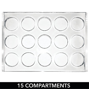 mDesign Plastic Makeup Brush Storage Organizer with 15 Slots for Bathroom Countertop, Vanity to Hold Eye/Lip Pencils, Lip Gloss, Liners, Lipstick - Clear/Rose Gold