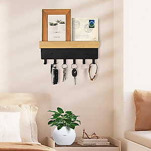 FANYITY Key Holder Wall Mount,Key Hooks for Wall with 6 Stainless Steel Key Hooks and Mail Organizer for Entryway Hallway Kitchen Farmhouse Decor (Key Hooks-6)