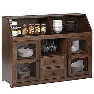 AILEEKISS 47'' Sideboard Buffet Cabinet Modern Kitchen Pantry Storage Cabinet with Drawers & Shelves for Home Kitchen, Dinning Room, Living Room, Hallway, Entrance (Brown02)